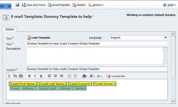 Adding Dynamic Fields from Lead/Contact E-Mail Templates to Global ...
