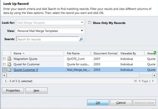 Dynamics CRM 2011, Mail Merge Templates showing Quote Information ...