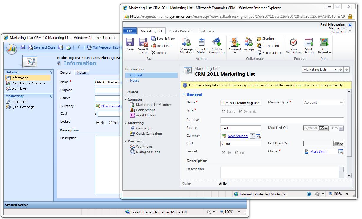 Marketing Lists in Dynamics CRM 4.0 vs. 2011 | Magnetism Solutions | NZ ...