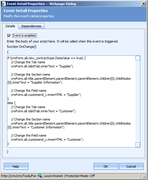 Changing Field, Section, and Tab names from a radio button in Dynamics ...